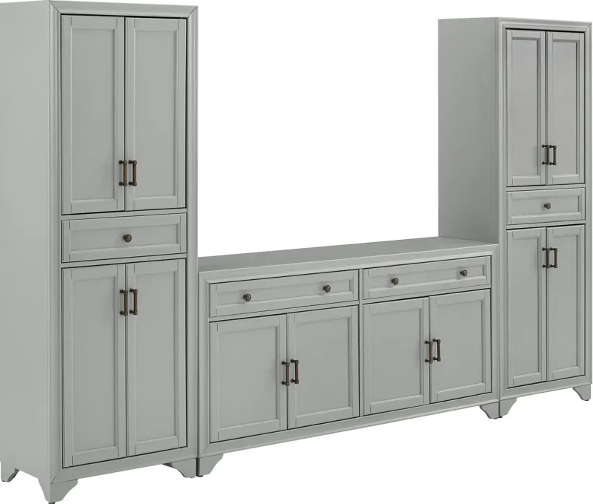 Pierre 2 Pantries and Sideboard Set - Gray | Furniture.com