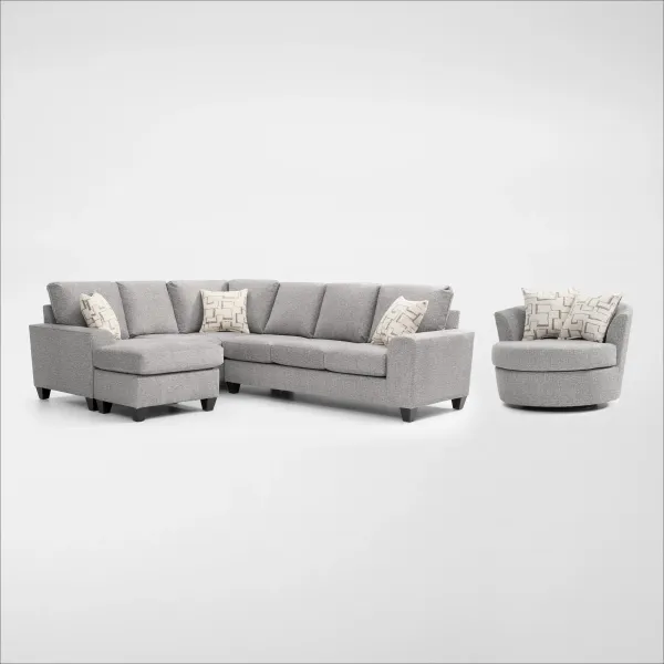 Canyon 2-Piece Sectional with Reversible Chaise and Swivel Chair Set ...