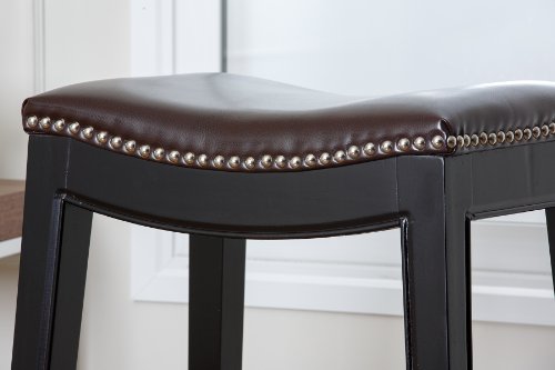 Abbyson Paula Leather Nailhead Trim Counter Stool Dark Brown