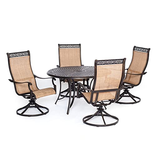 Hanover Manor 5-Piece Rust-Free Outdoor Patio Set with 4 PVC Swivel ...
