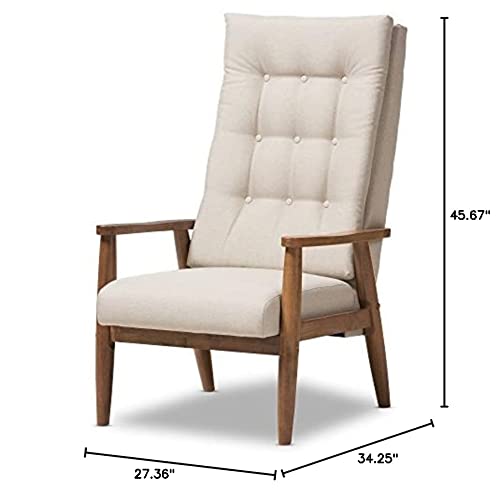 Baxton Studio Elyse Walnut Wood Fabric Upholstered Button-Tufted High ...