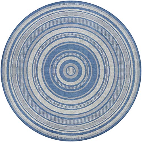 Couristan Gazebo Round Area Rug 7'6" Champagne-Blue