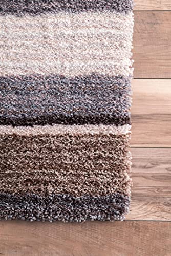 nuLOOM Drey Striped Shag Area Rug, 6' x 9', Beige Multi