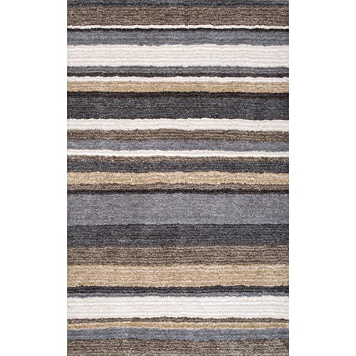 nuLOOM Drey Striped Shag Area Rug, 6' x 9', Beige Multi