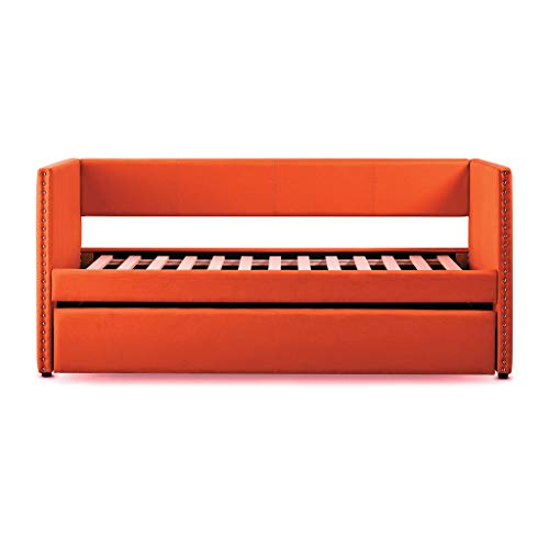 Homelegance Dufort Fabric Upholstered Daybed with Trundle, Twin, Orange