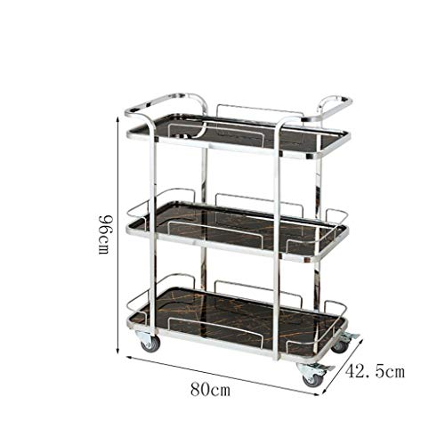Serving Trolley, Three Floors Stainless Steel Glass Finish Serving A ...