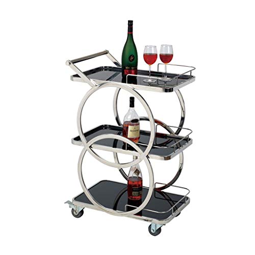 Serving Trolley, Three Floors Stainless Steel Glass Finish Serving A ...