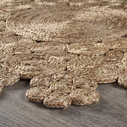 Lr Home Ox Bay Organic Jute Solid Area Rug, Natural, 4' Round