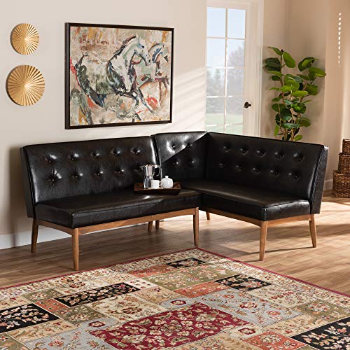Baxton Studio Arvid Mid-Century Modern Dark Brown Faux Leather ...