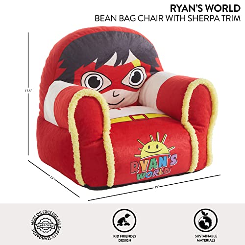 Idea Nuova Ryan's World Plush Bean Bag Chair with Sherpa Trim Red