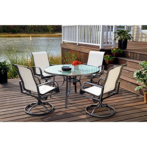 Hanover Phoenix 5-Piece Se Aluminum Sling Swivel Rocker Chairs and 48 ...