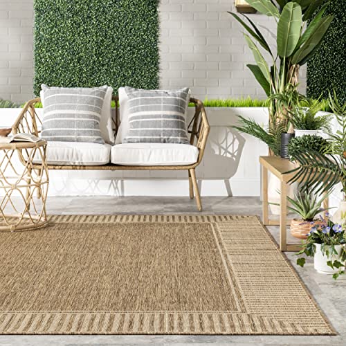 nuLOOM Asha Simple Border Indoor/Outdoor Area Rug, 3' 6" x 5', Light Brown