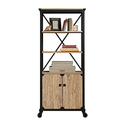 Sauder Steel River Bookcase with Doors, Milled Mesquite Finish