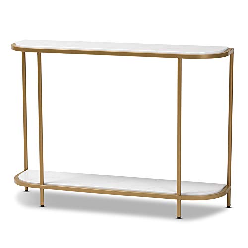 Baxton Studio Console Table, White/gold