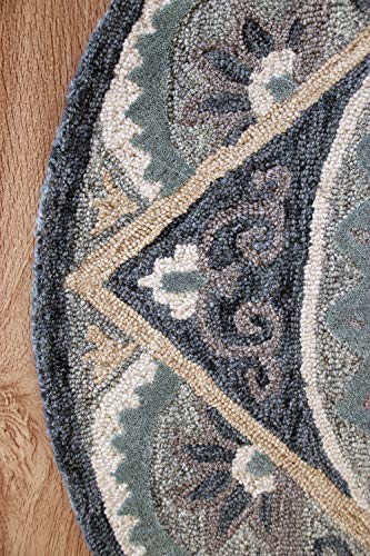 Lr Home Ox Bay Constance Multi Traditional Medallion Organic Wool ...