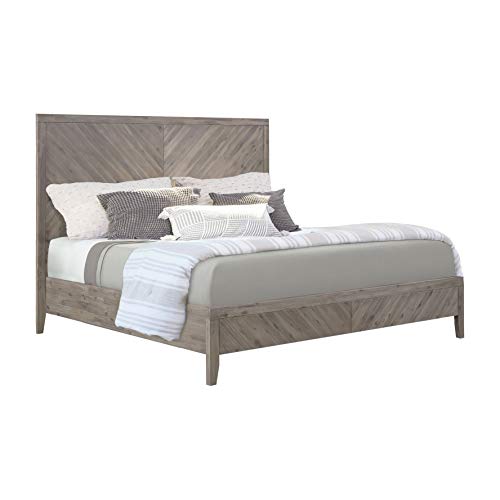 Abbyson Living Contemporary Queen Size Washed Wood Chevron Pattern Bed ...