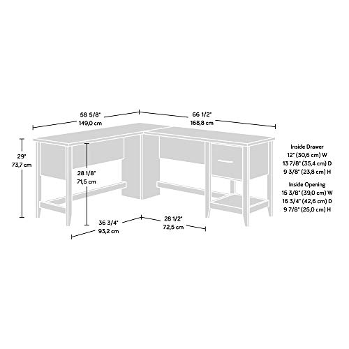 Sauder Summit Station L-Desk, L: 58.66" x W: 66.46" x H: 29.02", Laurel ...