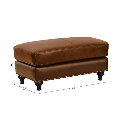 Abbyson Living Mortara Leather Rectangle Ottoman, Camel