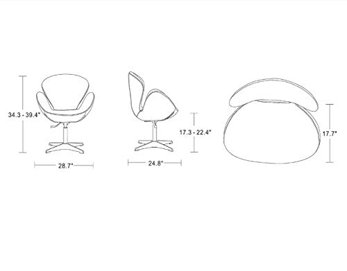 column M Raspberry Mid Century Modern Living Room Round Seat Leather ...