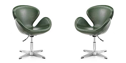 column M Raspberry Mid Century Modern Living Room Round Seat Leather ...