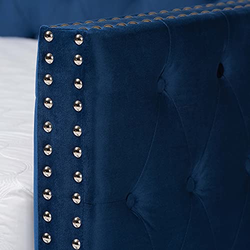 Baxton Studio Larkin Daybeds, Queen, Twin, Navy Blue Velvet