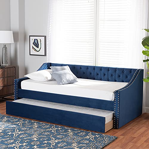 Baxton Studio Raphael Daybeds, Twin, Twin, Navy Blue Velvet