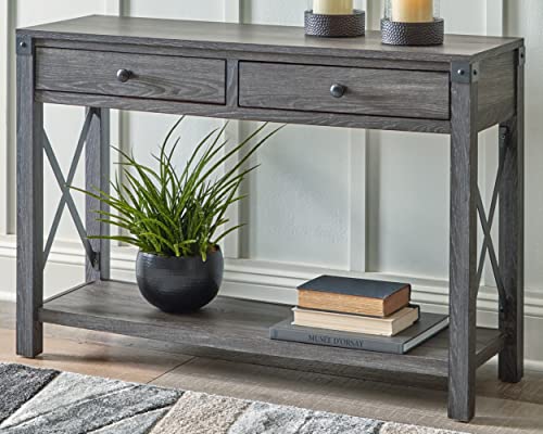 Signature Design by Ashley Freedan Rustic Farmhouse Console Sofa Table ...