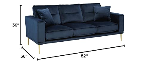 Signature Design by Ashley Macleary Modern Velvet Sofa with Gold Metal ...