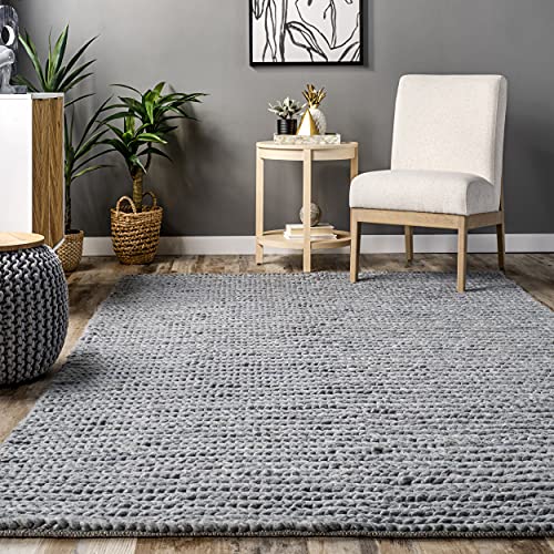 nuLOOM Penelope Braided Wool Area Rug, 8' x 10', Light Blue