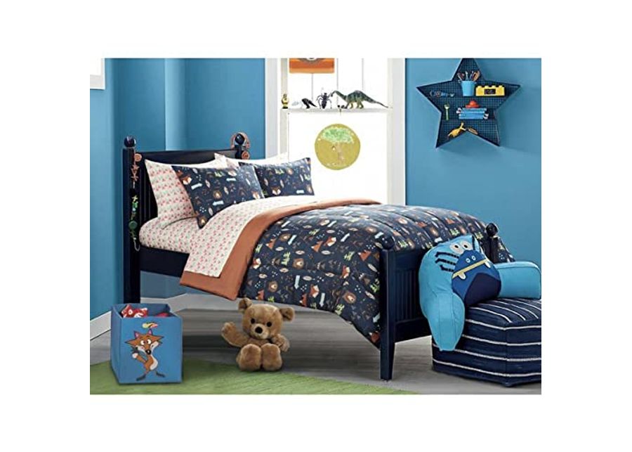 Heritage Kids Woodland Safari 7 Piece Complete Bed in a Bag Set Full Blue by Amazon Furniture