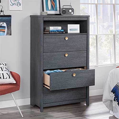Sauder Dover Edge Engineered Wood 4-Drawer Chest in Denim Oak