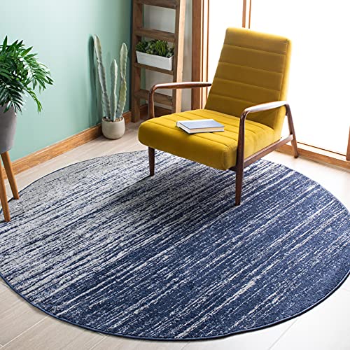 SAFAVIEH Adirondack Collection 5' Round Navy/Grey ADR113E Modern Ombre ...