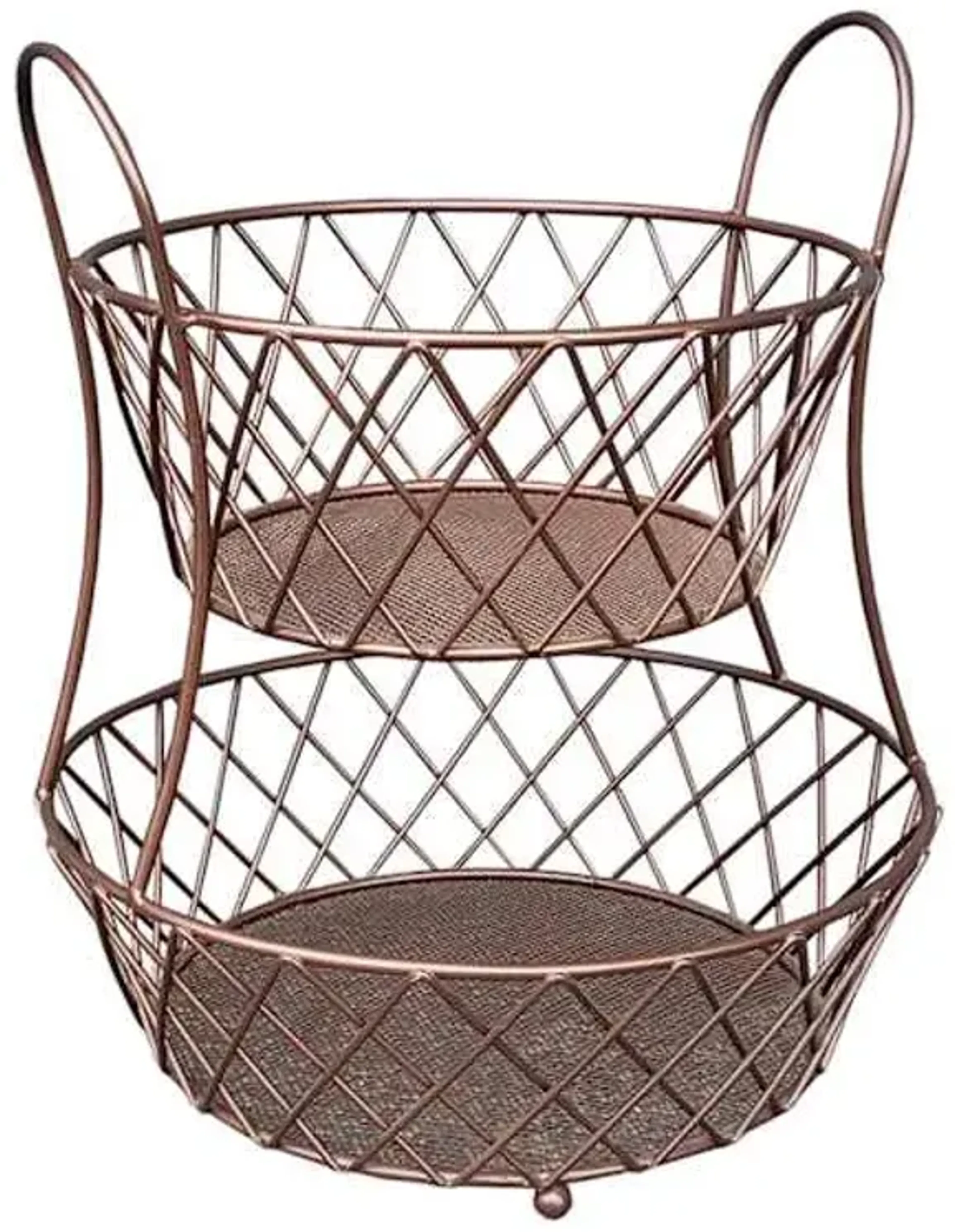 Round 2 Tier Diamond Patterned Fruit Basket At Home | Furniture.com