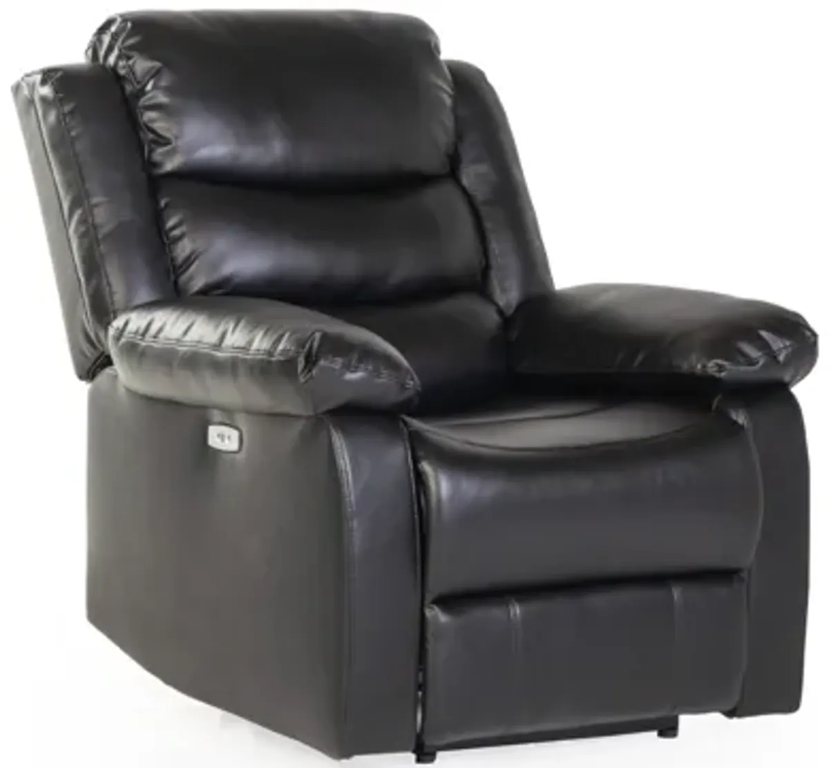 The Shaq Black Leather Dual Power Recliner by Rooms To Go | Furniture.com