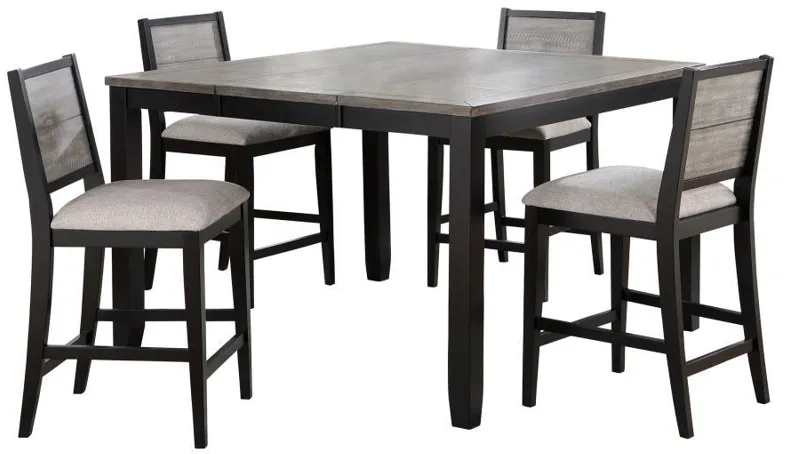 Elodie - 5 Piece Counter Height Dining Table Set With Extension Leaf ...