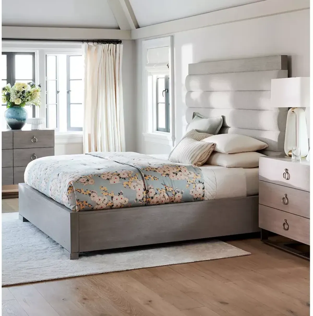Parker House Avery Fabric Upholstered Panel Bed - Stream Grey - Queen ...