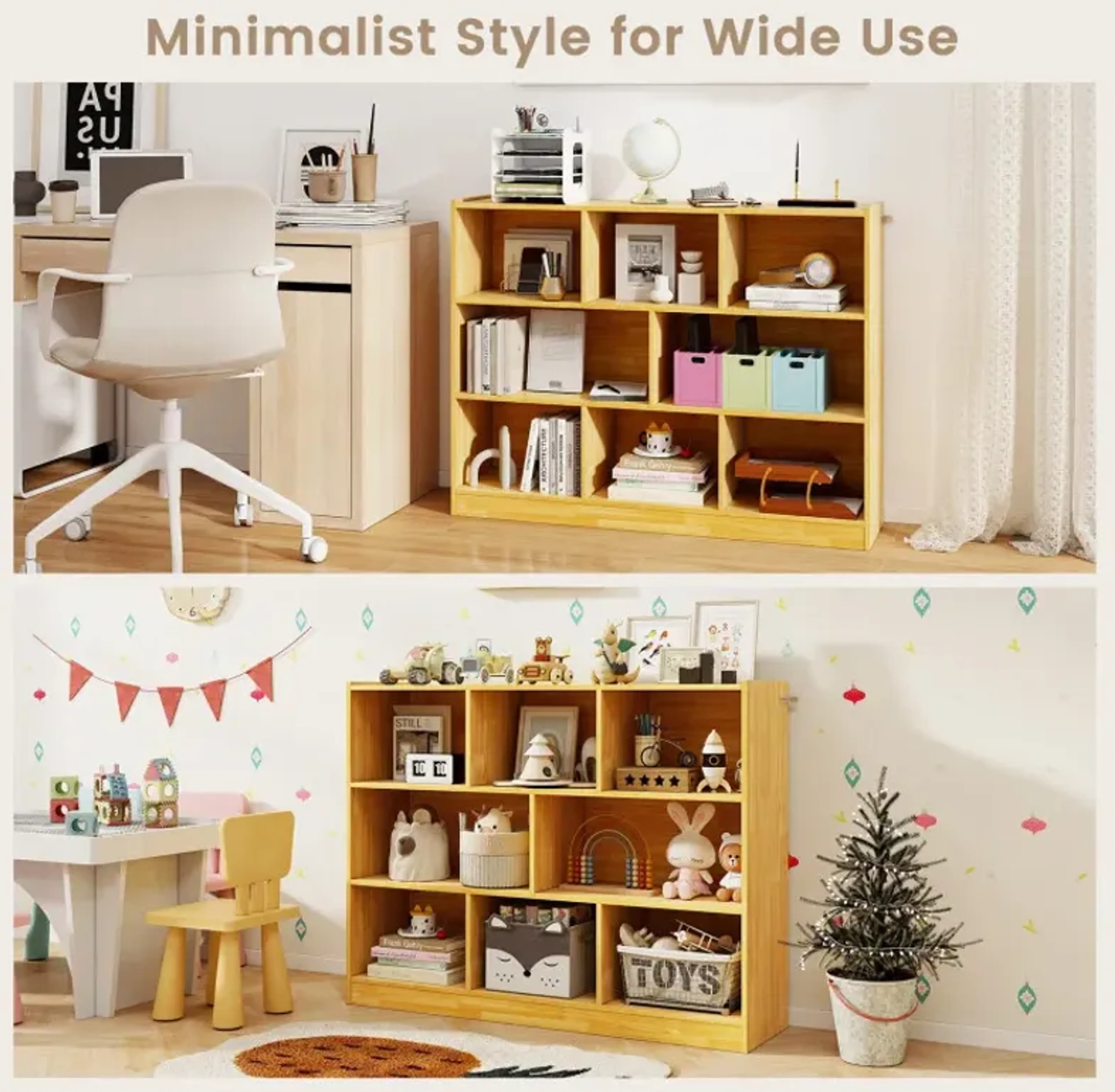 3 Tier Open Bookcase 8 Cube Floor Standing Storage Shelves Costway ...