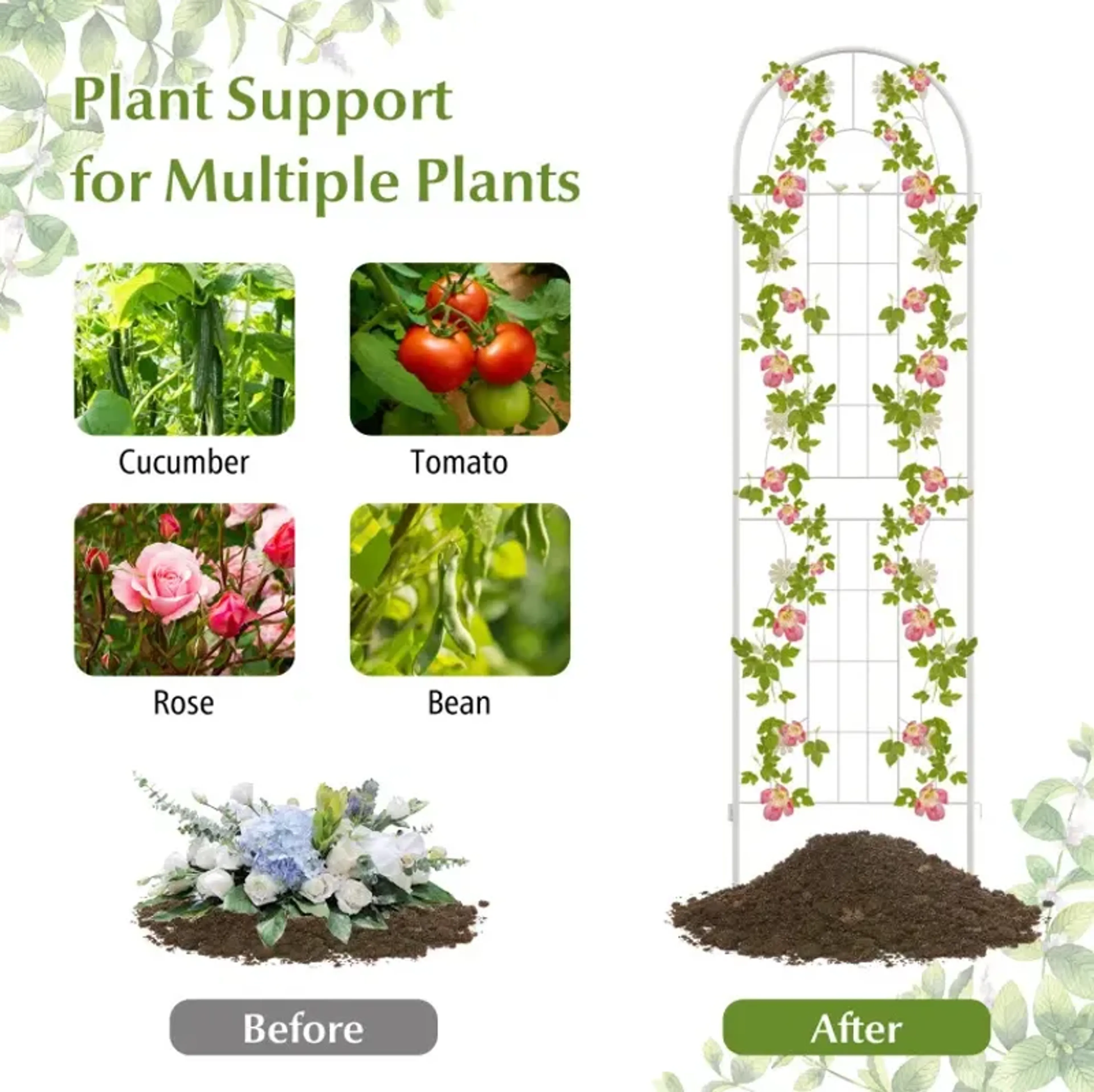 2 Pack 86 5 X 20 Inches Metal Garden Trellis For Climbing Plants ...