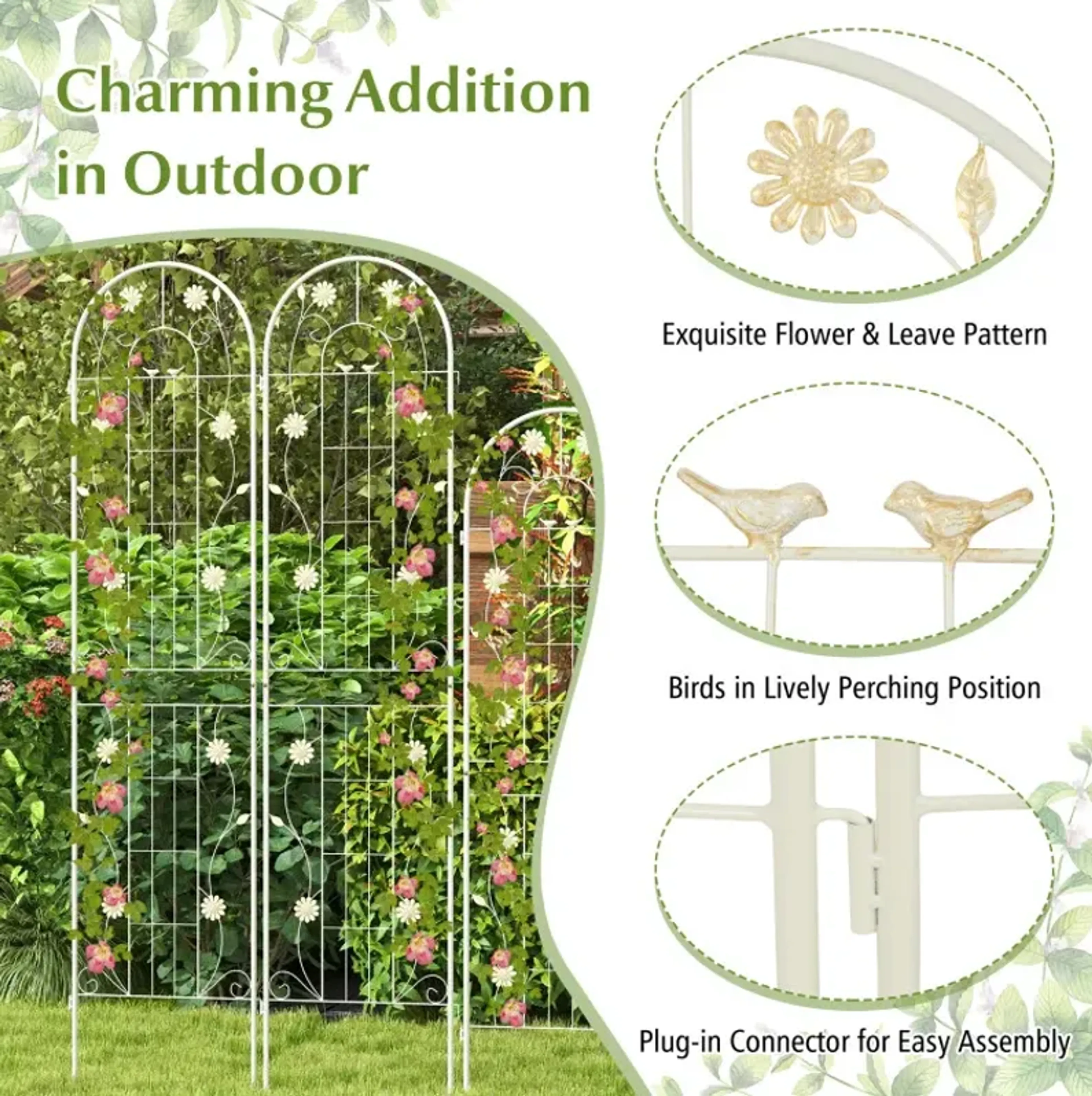 2 Pack 86 5 X 20 Inches Metal Garden Trellis For Climbing Plants ...