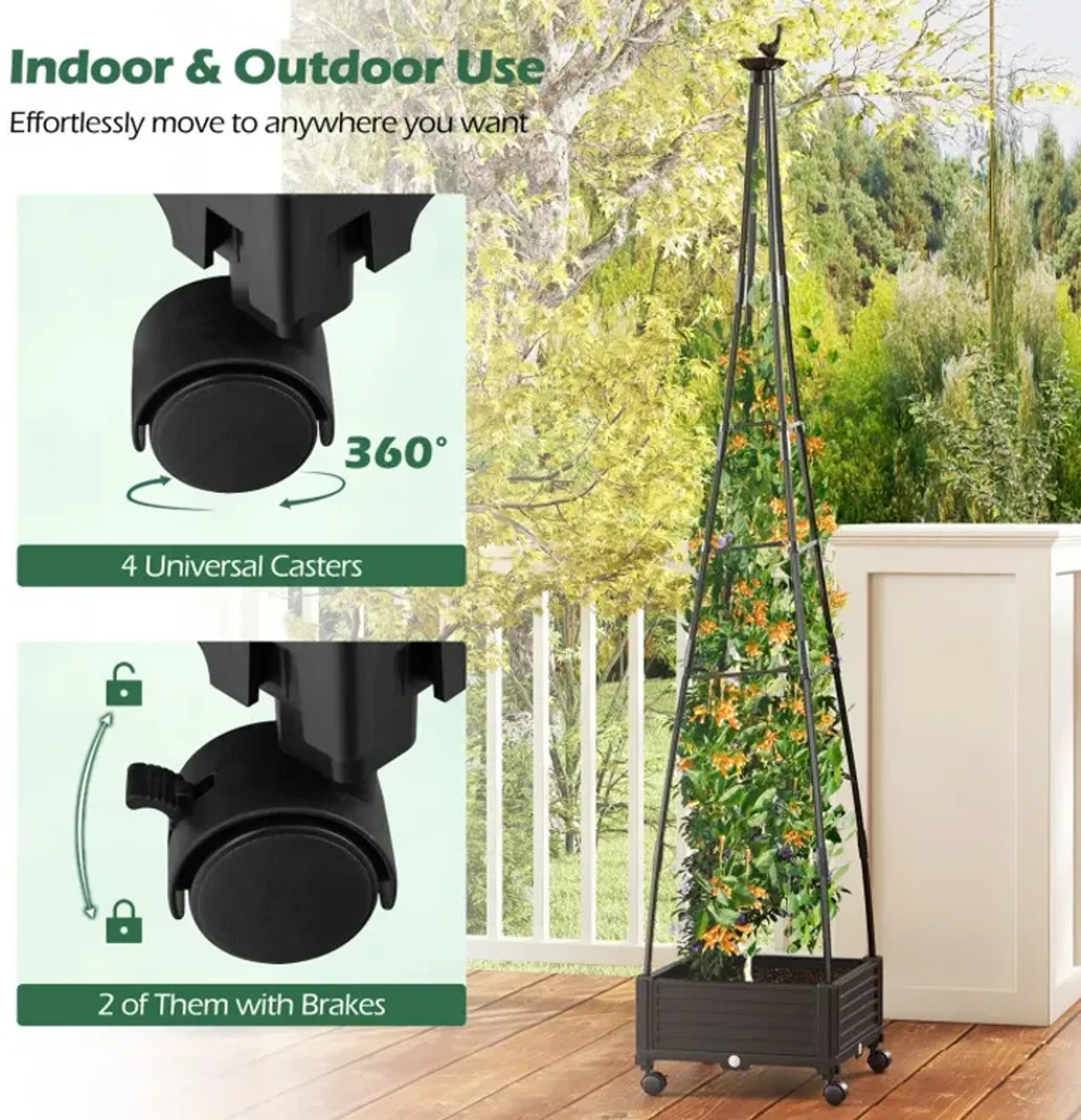 Garden Obelisk Trellis With Self Drainage System For Climbing Plants ...