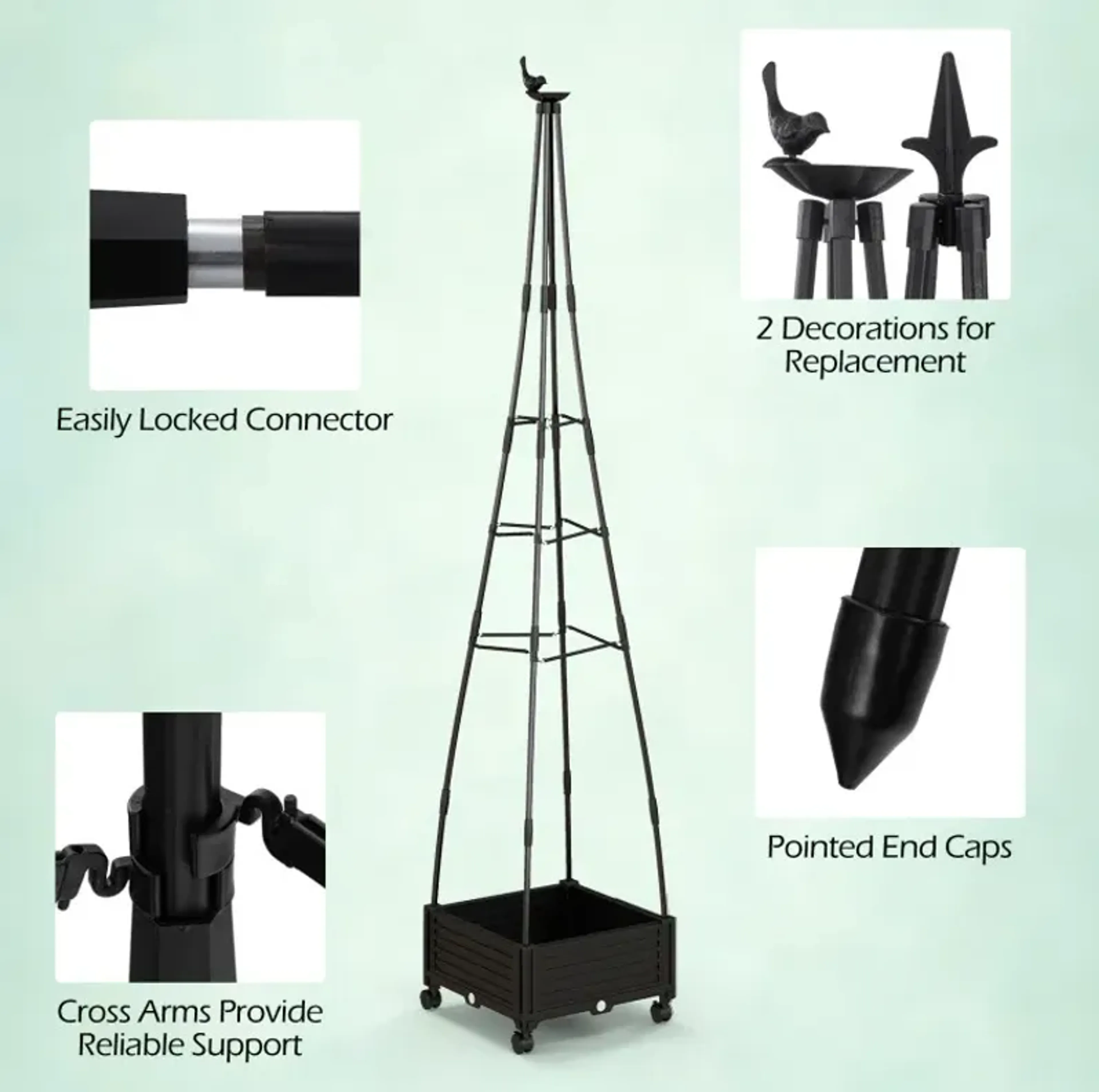 Garden Obelisk Trellis With Self Drainage System For Climbing Plants ...