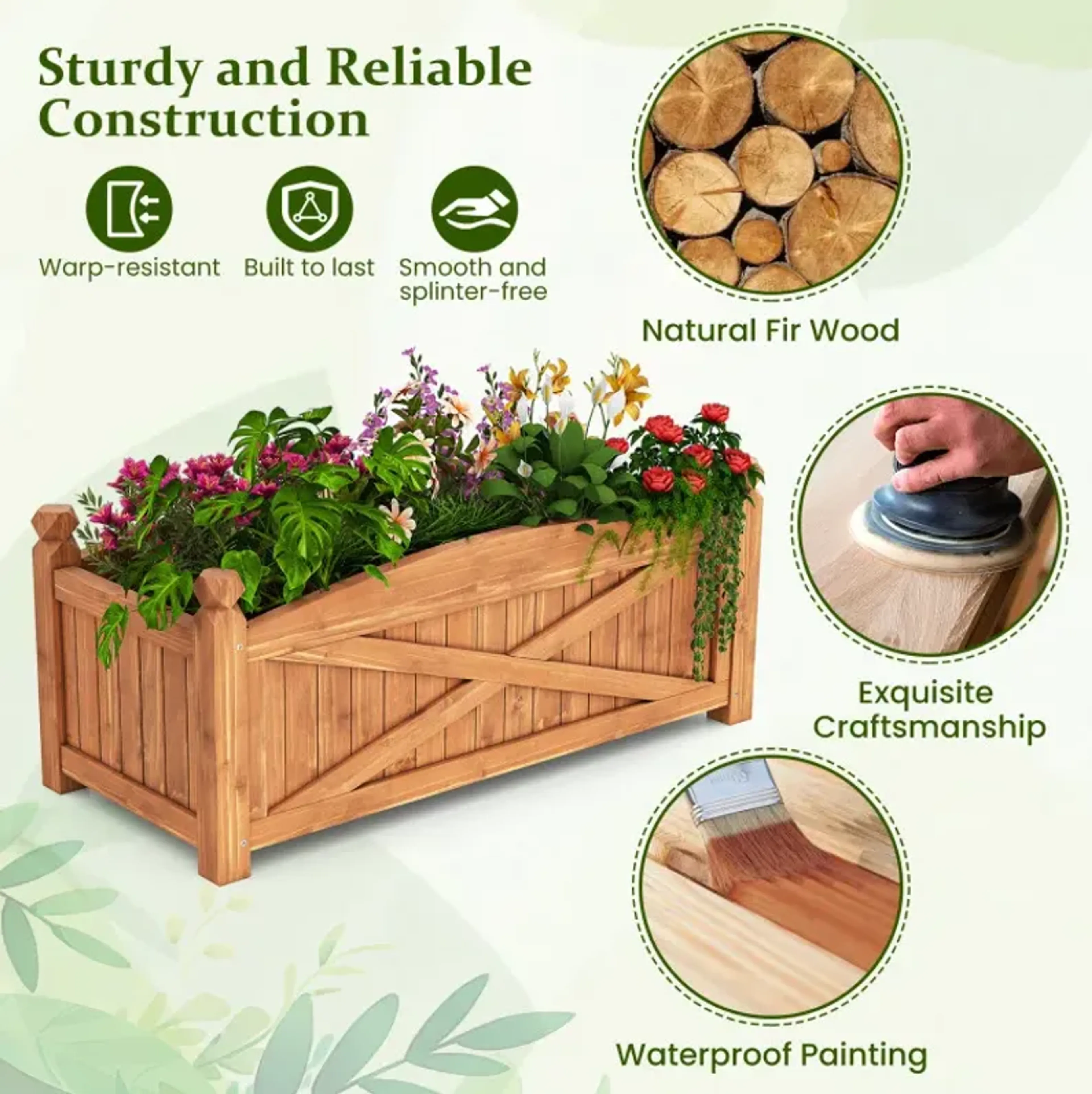 Wooden Raised Garden Bed Drainage Holes For Patio Garden Costway ...