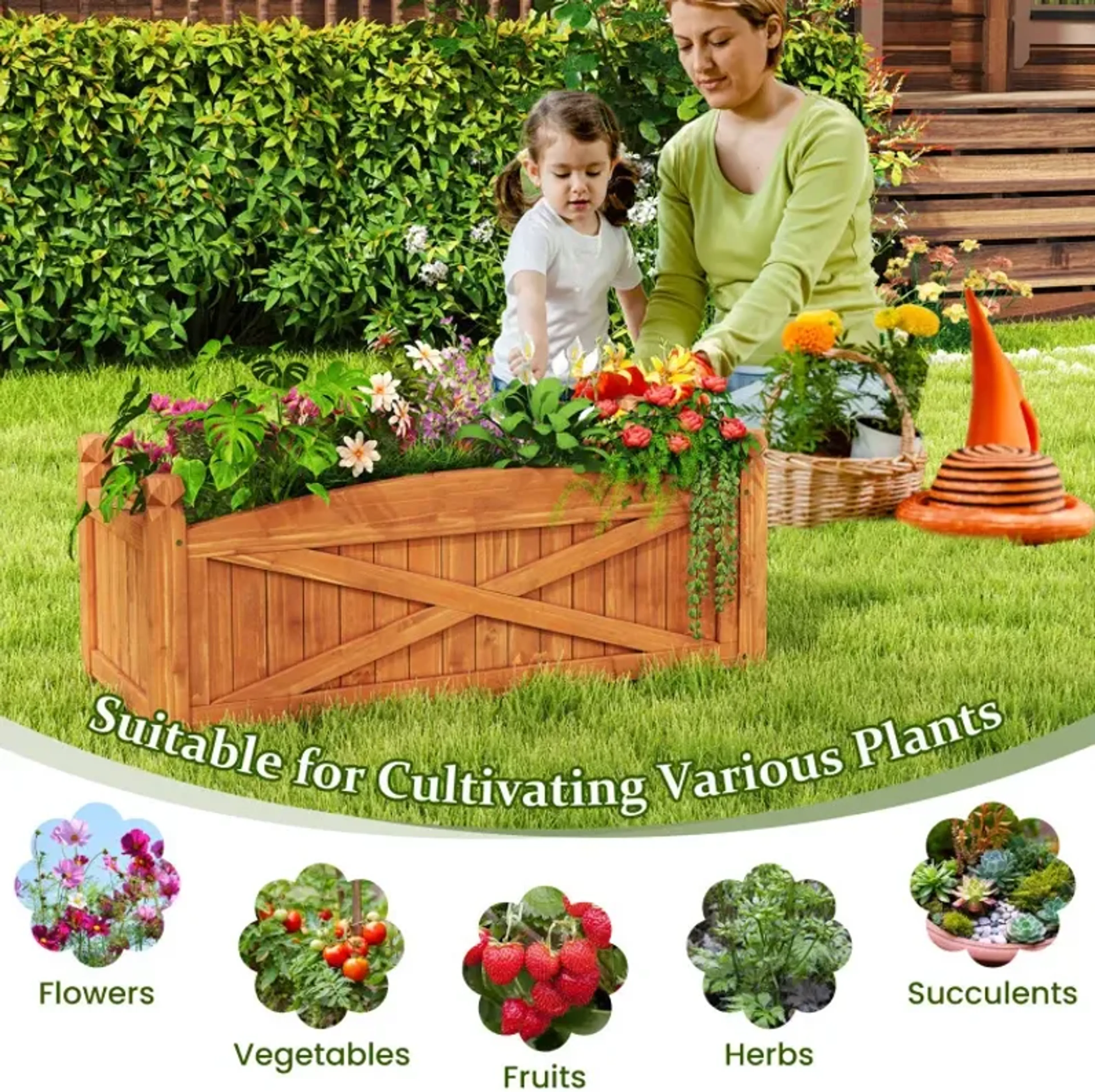 Wooden Raised Garden Bed Drainage Holes For Patio Garden Costway ...