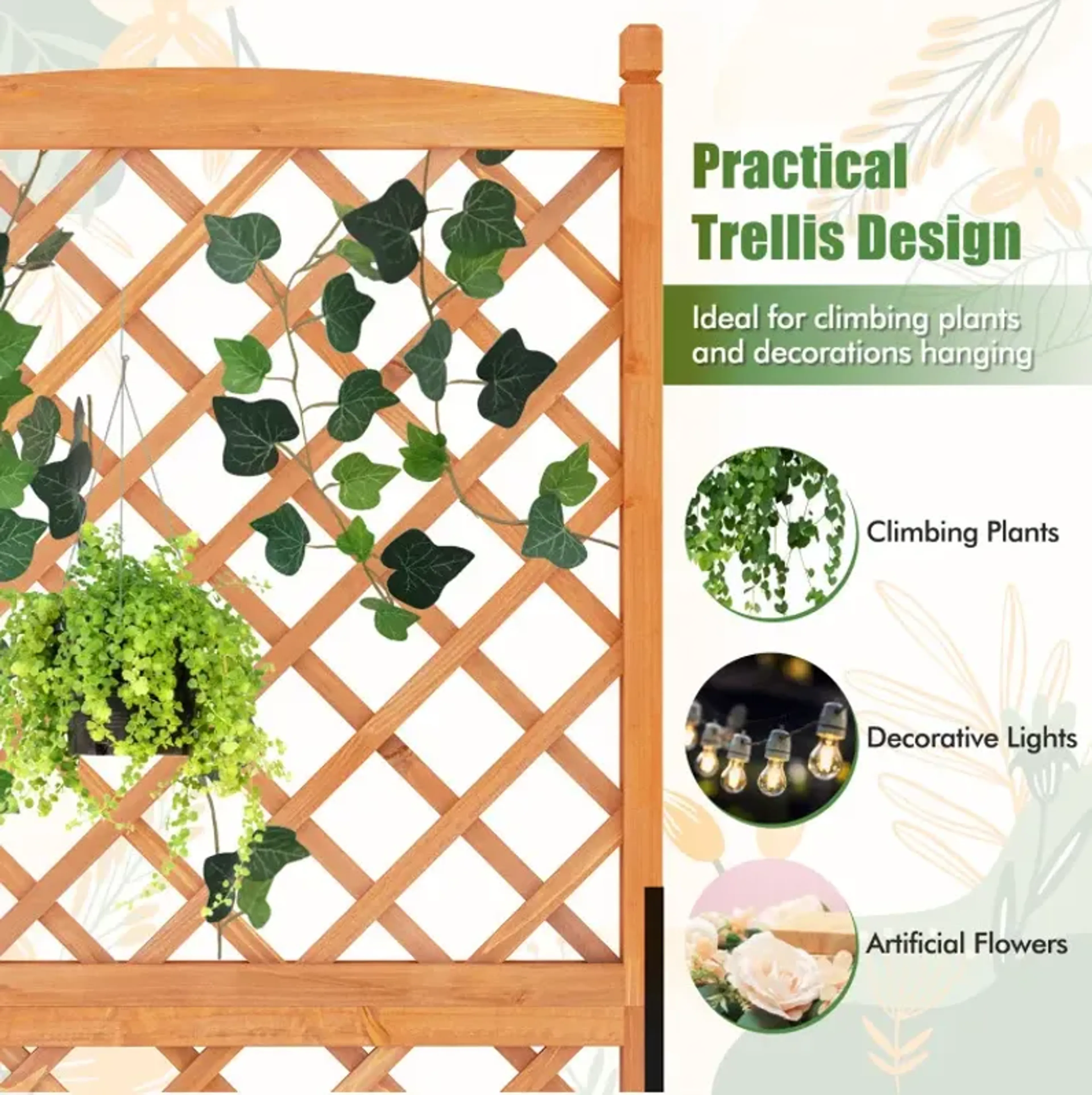 60 Inch Tall Raised Garden Bed With Diamond Lattice Trellis And ...