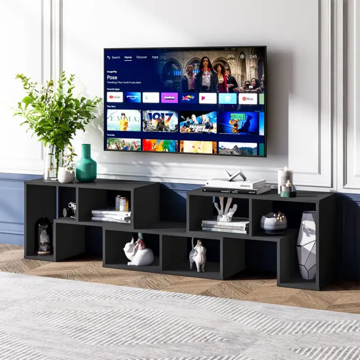 TV Stand for up to 65 Inch Flat Screen TVs with Adjustable Shelves for ...