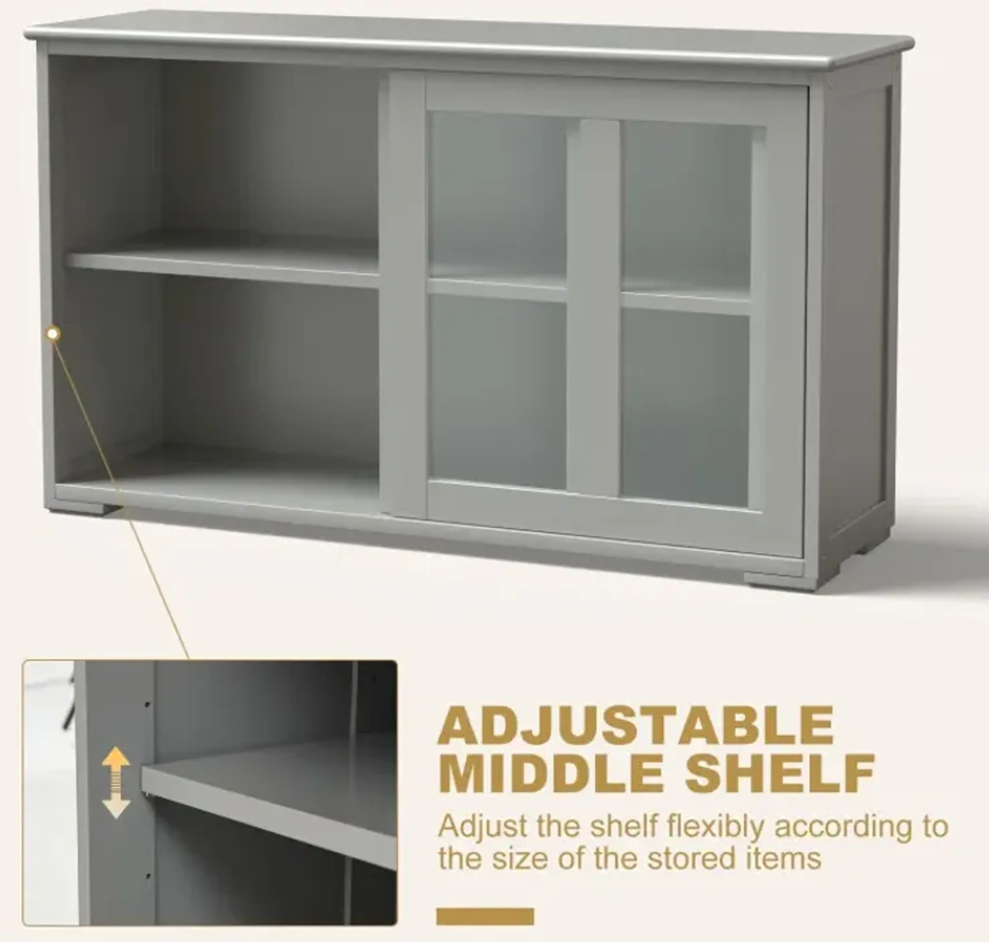Sideboard Buffet Cupboard Storage Cabinet With Sliding Door Costway ...