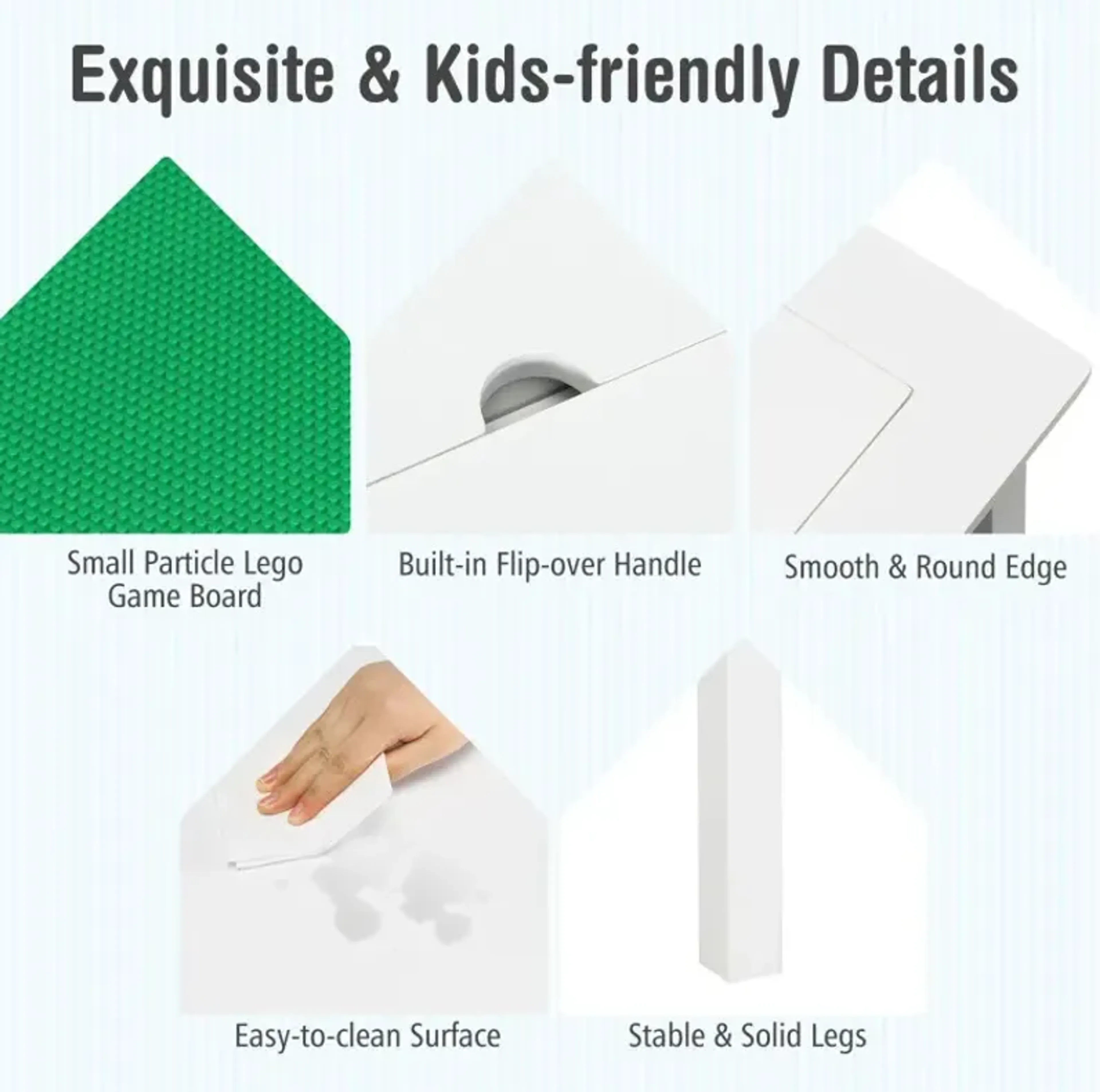 2 In 1 Kids Double Sided Activity Building Block Table With Drawers ...