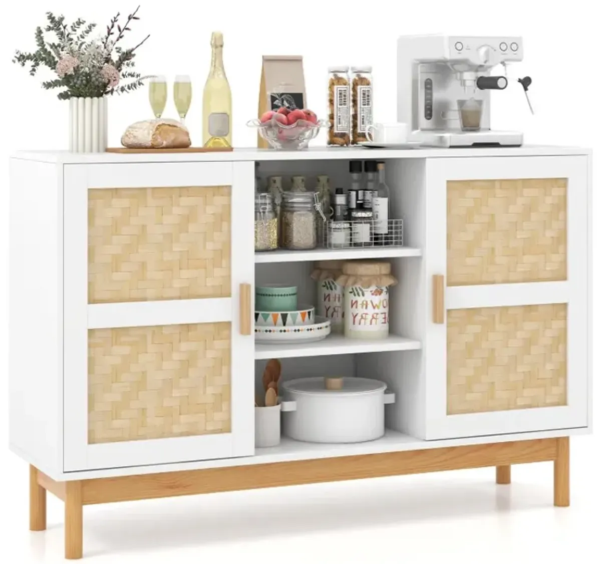 Buffet Sideboard Cabinet with 2 Doors and 2 Drawers by Costway ...