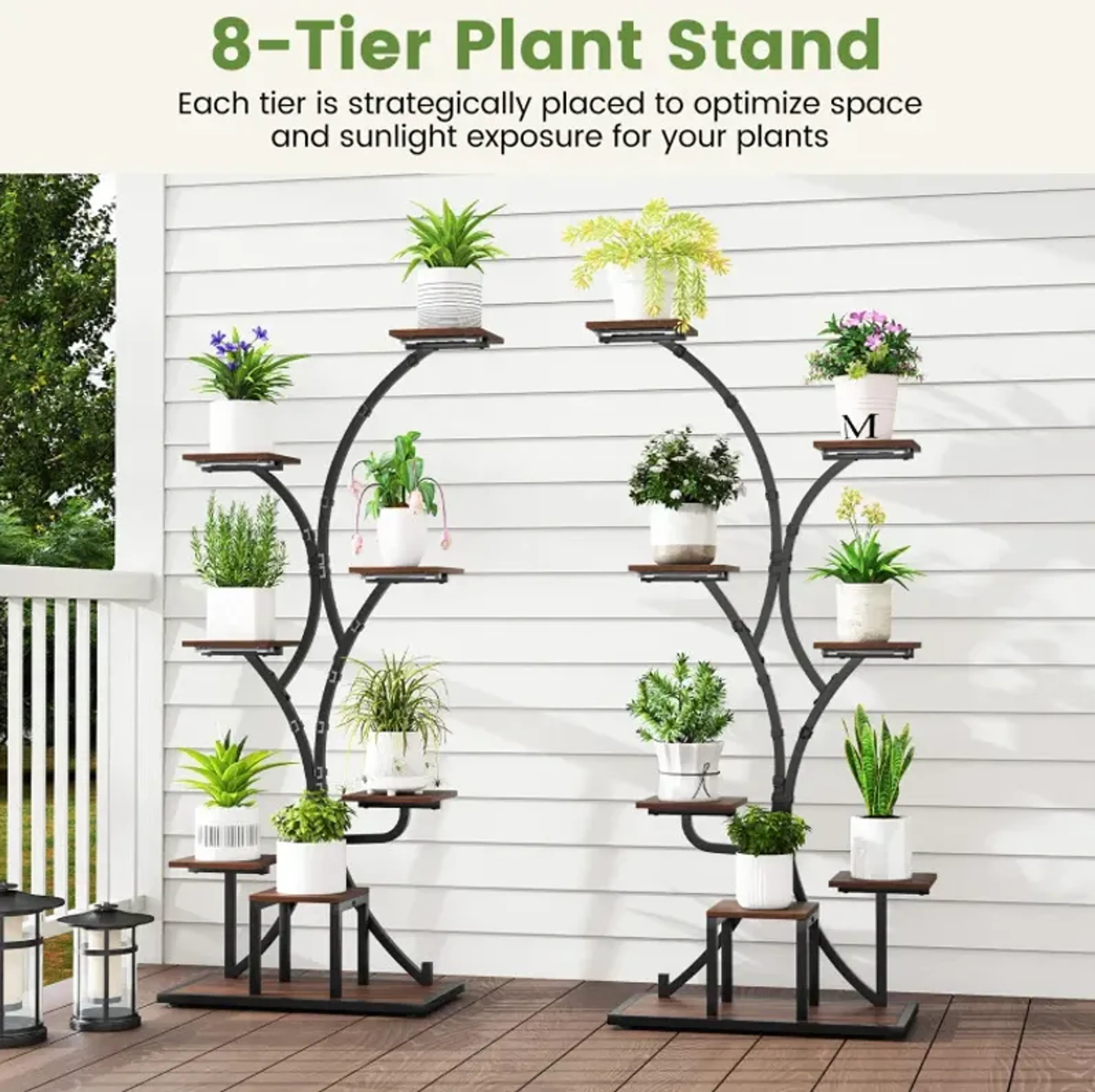 Indoor Plant Stand With Grow Lights 58 Tall 8 Tier Corner Metal Plant ...