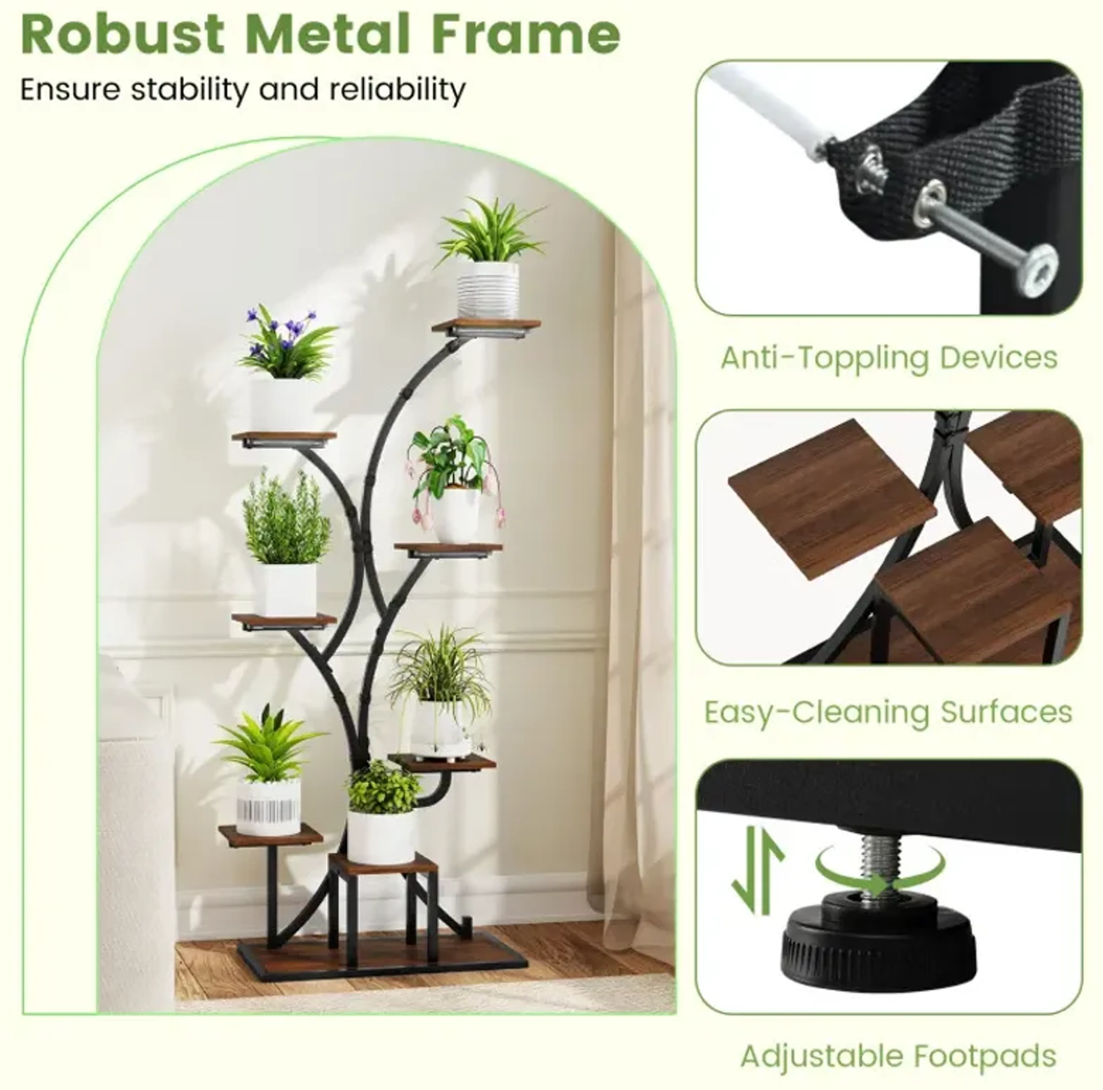 Indoor Plant Stand With Grow Lights 58 Tall 8 Tier Corner Metal Plant ...